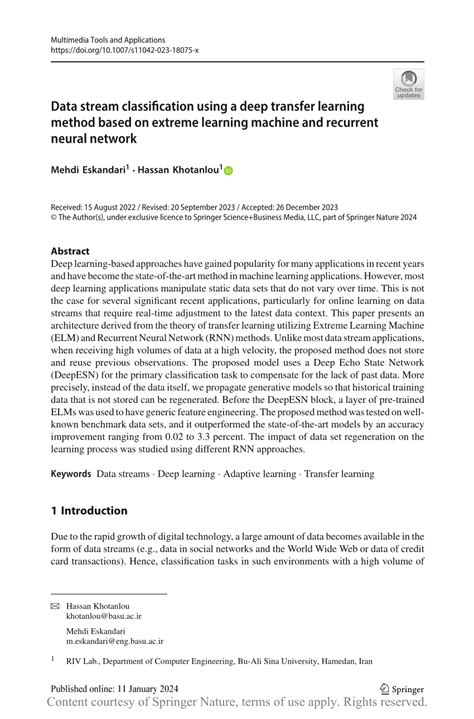 data stream classification using a deep transfer learning method based