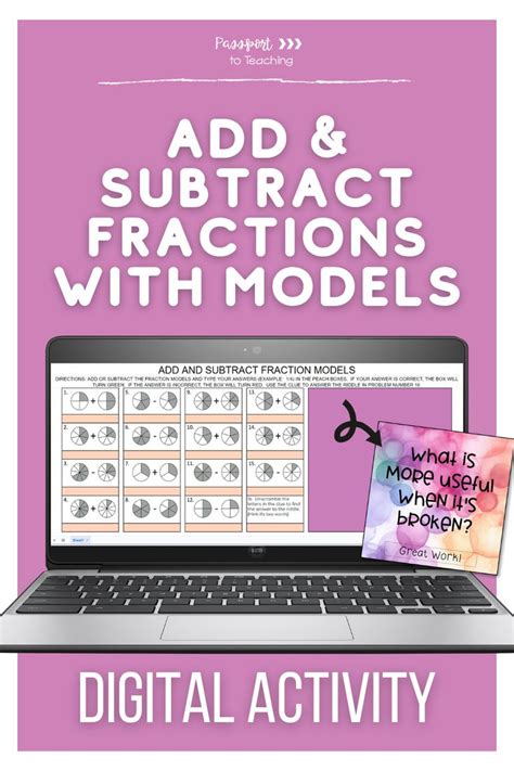Adding And Subtracting Fractions With Models Mystery Picture Digital Activity Adding And