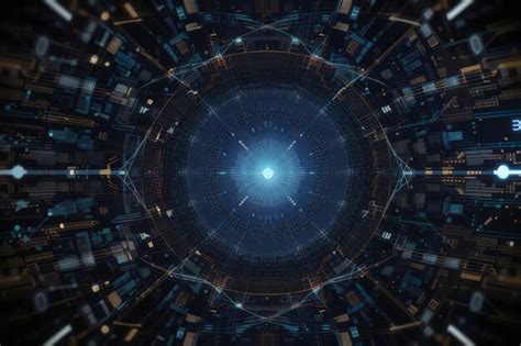 Abstract Digital Grid Pattern With Glowing Center Premium Ai