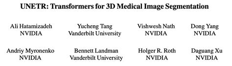 [논문리뷰] Unetr Transformers For 3d Medical Image Segmentation