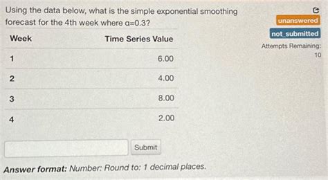 solved using the data below what is the simple exponential