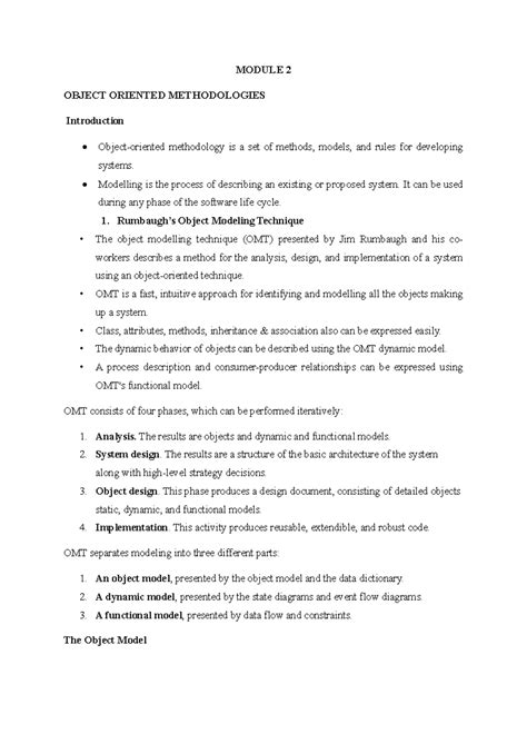 Object Oriented Methodologies Module 2 Overview And Techniques Studocu