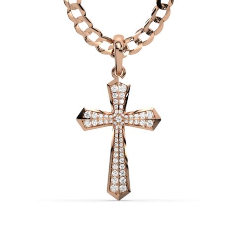 Mens Vvs Lab Diamond Customizable Rose Gold Cross Necklace Pendant