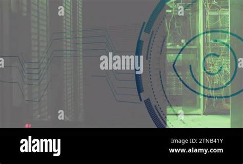 animation of eye retina round scanner and microprocessor connections