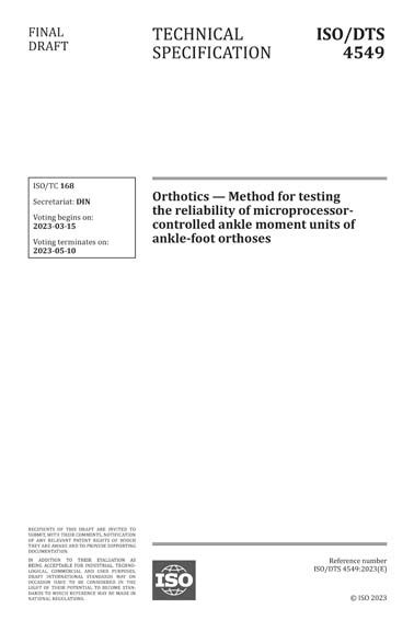 ISO DTS FDIS Orthotics Method For Testing The Reliability Of Microprocessor