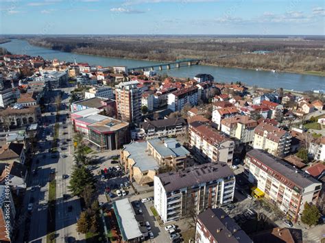 Aerial Drone View Of Brcko Brčko Is A Town In Northern Bosnia And Herzegovina River Sava