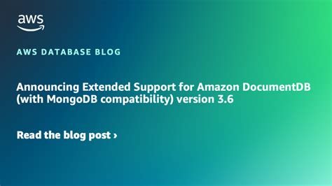Amazon Documentdb With Mongodb Compatibility バージョン 3 6 の延長サポートの発表 Amazon Web Services ブログ
