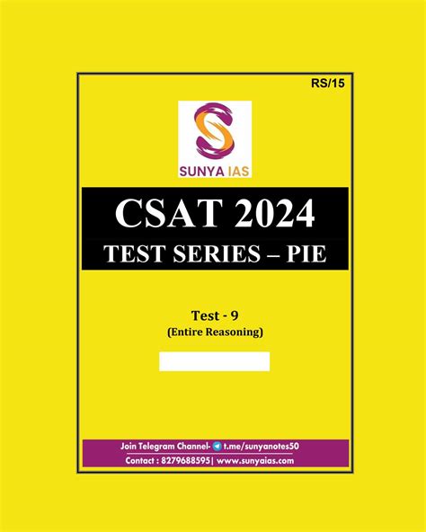 Sunya Ias 2024 Csat Test Series Pie Part Lenght Test 9 2024 Final English Black And White