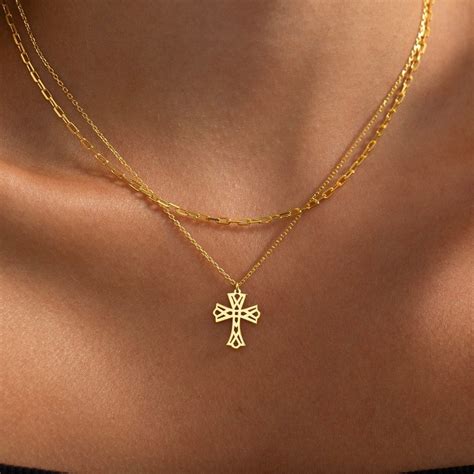 Small Cross Necklace Etsy