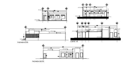 Single Story House Elevation And Section Detail D View CAD Block Dwg File