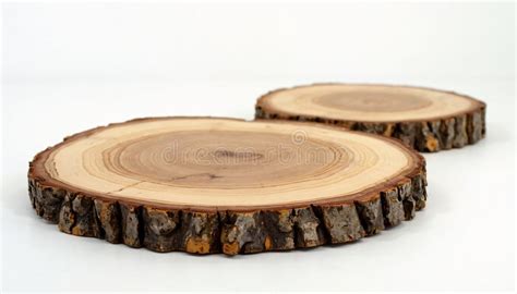 Two Round Tree Slices With Bark On White Background Stock Illustration Illustration Of Timber