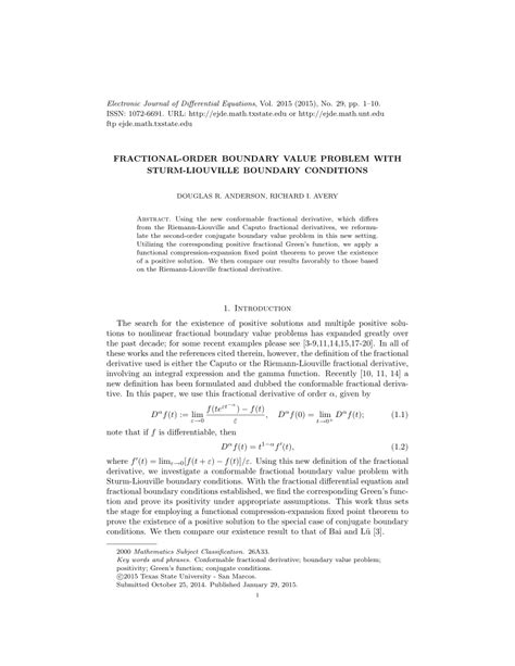 Pdf Fractional Order Boundary Value Problem With Sturm Liouville Boundary Conditions