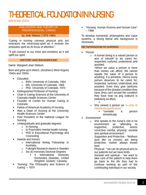 Watsons Theory Pdf Nursing Cognition