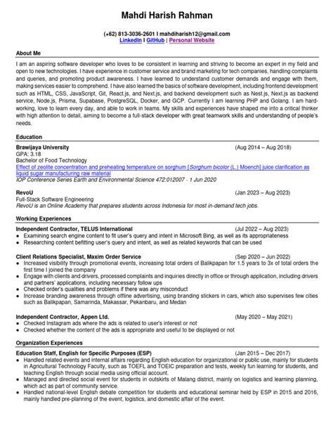 Cv Mahdi Download Free Pdf Java Script Document Object Model