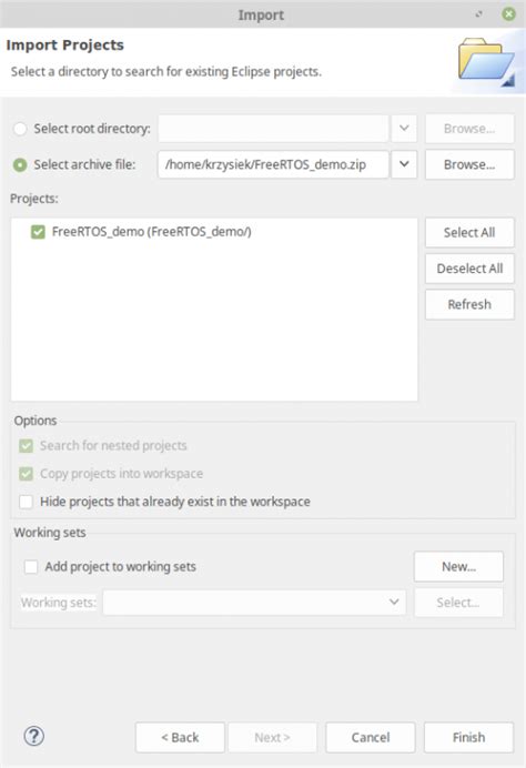how to create and run the first freertos application on the visionsom