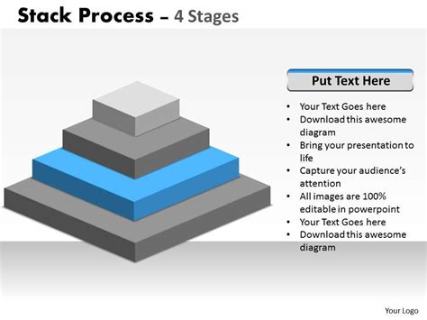 Stack Process With 4 Stages Of Business Process Template Presentation Sample Of PPT