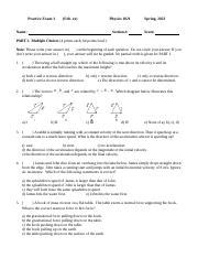 Practice Test Exam 1 Docx Practice Exam 1 Feb Xx Physics 1021 Name Section Spring 2023