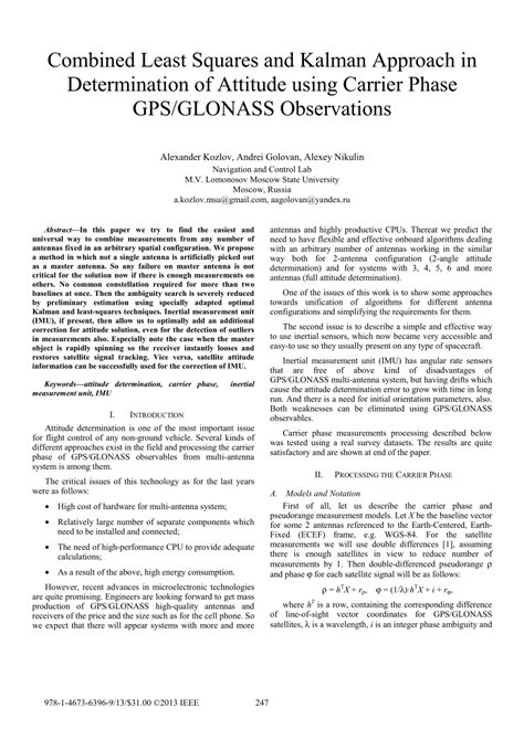 Pdf Combined Least Squares And Kalman Approach In Determination Of