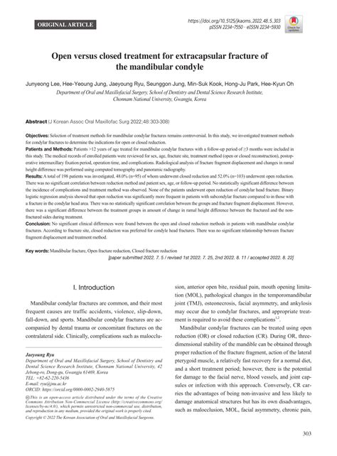 Pdf Open Versus Closed Treatment For Extracapsular Fracture Of The