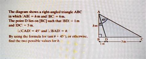 Solved Texts The Diagram Shows A Right Angled Triangle Abc In Which Ab Hm And Bc 6m The