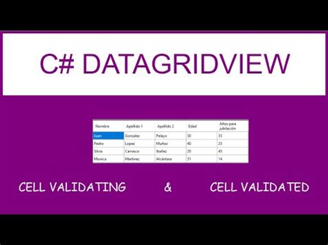 C DataGridView Eventos CellValidating Y CellValidated YouTube