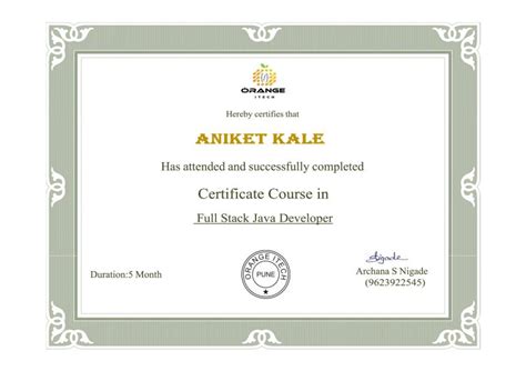 Completed Java Full Stack Course At Orangeitech Aniket Kale Posted On