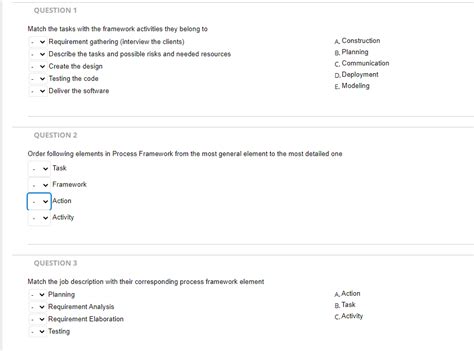 Solved QUESTION Match The Tasks With The Framework Chegg