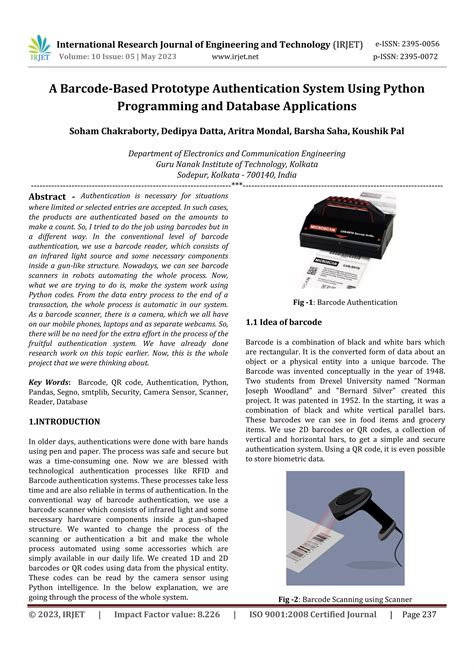 A Barcode Based Prototype Authentication System Using Python Programming And Database