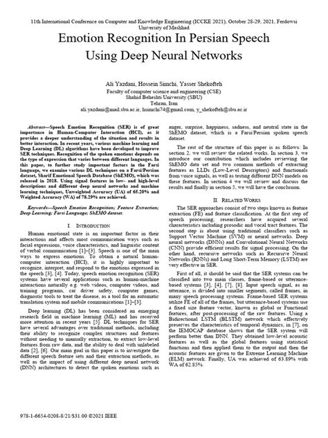 emotion recognition in persian speech using deep neural networks pdf