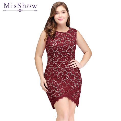 Burgundy Short Lace Cocktail Dress Plus Size 2019 Women Sexy Sleeveless