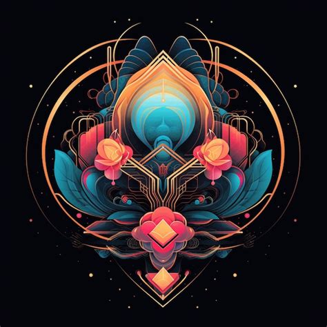 Premium Ai Image Illustration Of A Stylized Design With A Stylized Flower And A Geometric