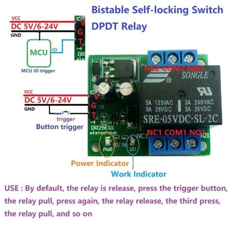 Dc V Dc V A Flip Flop Latch Dpdt Relé Modul Büntető Önzáró Kapcsoló Alacsony Impulzus