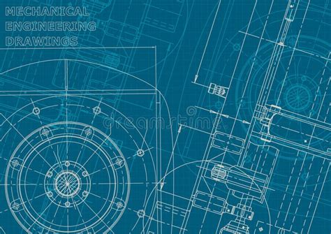 Blueprint Corporate Style Mechanical Instrument Making Technical Stock Vector Illustration