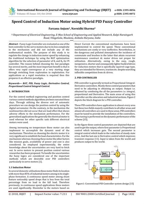 Irjet Speed Control Of Induction Motor Using Hybrid Pid Fuzzy