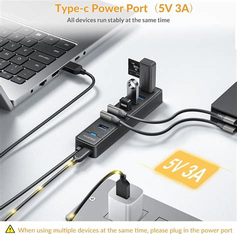 Idsonix 7 Prots Usb Hub 3 0 3 3ft Usb Expander Hub 5gbps Usb Splitter Multiport Adapter Usb Hub