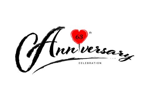63 Years Anniversary Celebration Logo With Red Heart Vector 63 Number Logo Design 63th