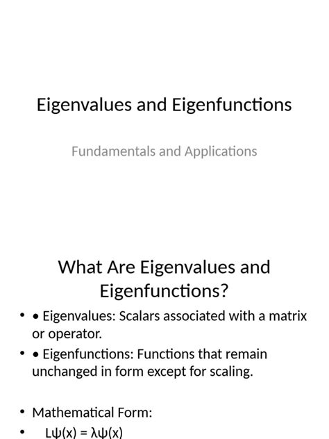 Eigenvalues And Eigenfunctions Pdf
