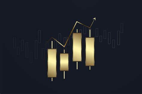 Gold Luxury Bar Charts With Up Trend Arrow On The Top Used For Business Candle Stick Graph