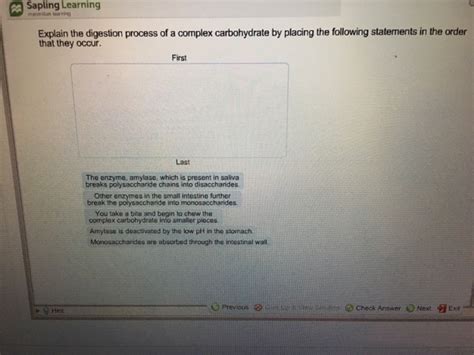 Solved Explain The Digestion Process Of A Complex Chegg