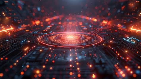 Futuristic Glowing Circuit Board With Vibrant Neon Lights And Complex