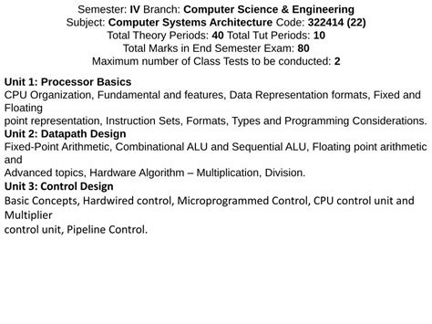 Pdf Semester Iv Subject Computer Systems Architecture Mycsvtunotes
