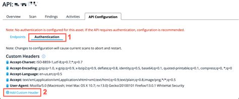 API Custom Headers WhiteHat Security Docs