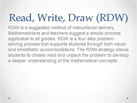 Rdw Process Read Draw Write Read Write Draw