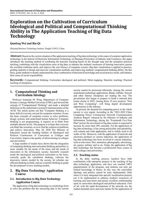 Pdf Exploration On The Cultivation Of Curriculum Ideological And Political And Computational