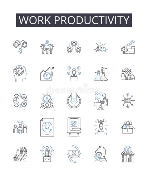 Work Productivity Line Icons Collection Time Management Job