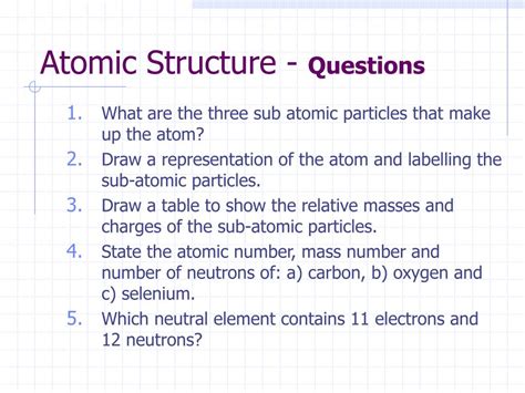 PPT Atomic Structure Questions PowerPoint Presentation Free Download ID