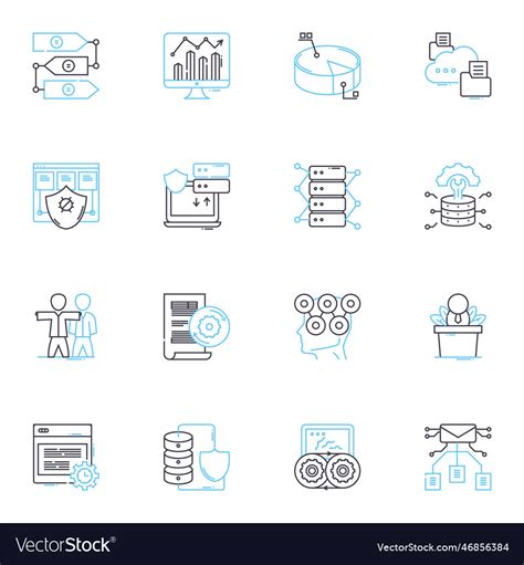 Performance Metrics Linear Icons Set Efficiency Vector Image