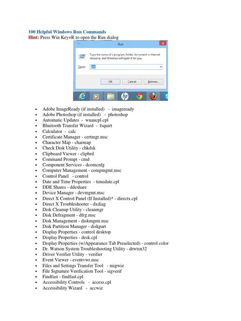 100 helpful windows run commands pdf internet explorer microsoft