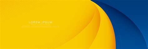 추상적인 노란색과 파란색 기하학적 곡선은 레이어 배경과 하프톤 도트 장식으로 겹칩니다 현대 수평 배너 템플릿 디자인 표지 머리글 포스터 배너 웹 사이트 비즈니스에 대한 소송