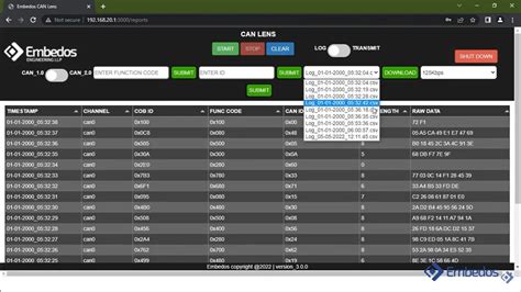 Web App Based Display Can Bus Analyzer CAN BUS Data Logger CSV